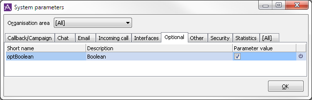 System parameter tab Optional